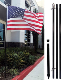 10ft Aluminum Black Outdoor Pole with Ground Spike | Flags Importer ...