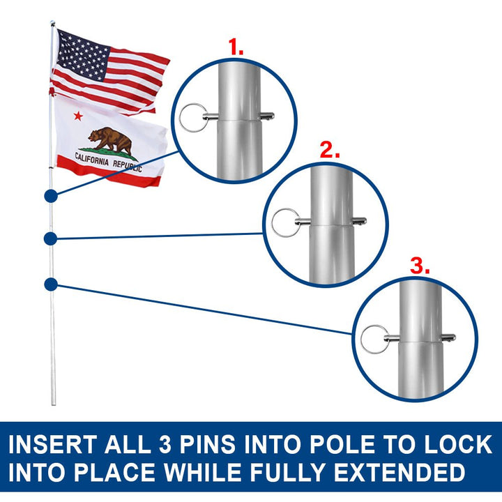 22ft Deluxe Fiberglass Pole Kit w/Ground Spike | Flags Importer | Flag ...