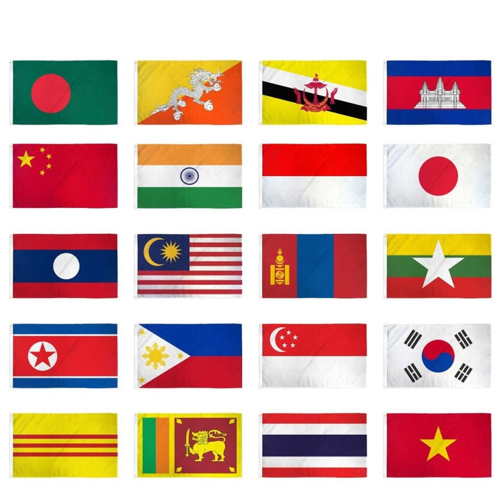 2x3ft Set of 20 Asian Flags | Flags Importer | International Flag Set