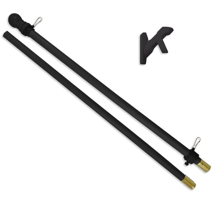 5ft Wooden Flag Pole & Bracket Kit in Black Wood | Flags Importer ...