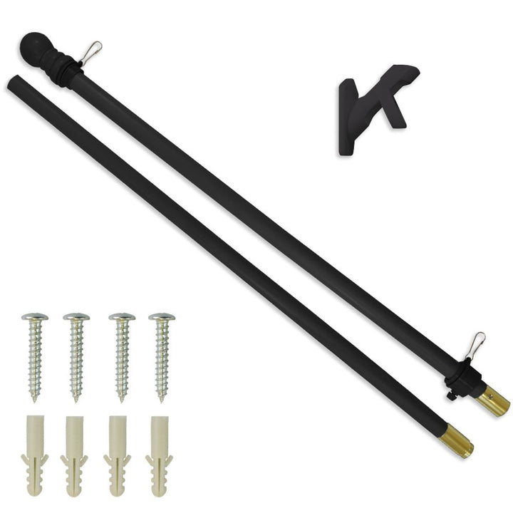 5ft Wooden Flag Pole & Bracket Kit in Black Wood | Flags Importer ...