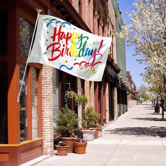 Happy Birthday Colors Flag 3x5ft Poly | Flags Importer | Holiday House Flag