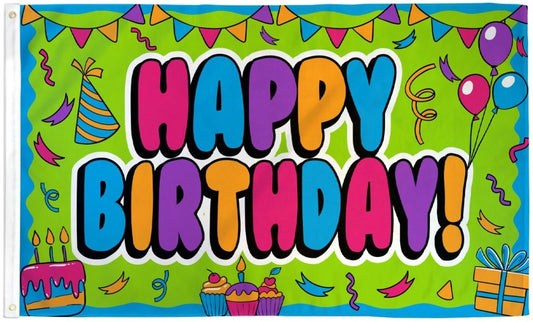 Happy Birthday Flag 3x5ft Poly | Flags Importer | Holiday House Flag