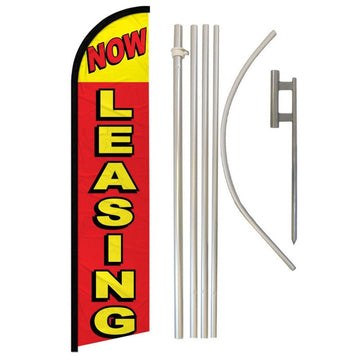Now Leasing Red & Yellow Windless Banner Flag & Pole Kit | Flags ...