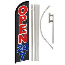 Open 24/7 Windless Banner Flag & Pole Kit | Flags Importer | 15ft ...