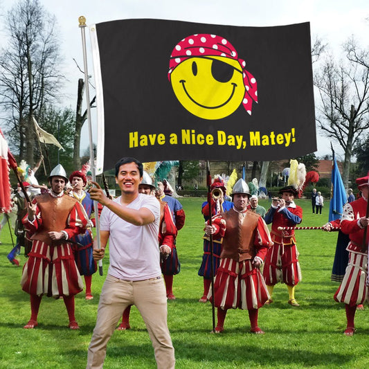 Pirate Happy Face Flag 3x5ft Poly | Flags Importer | Jolly Roger Flag