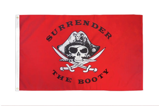 Surrender the Booty Red Pirate Flag 3x5ft Poly | Flags Importer | Jolly ...