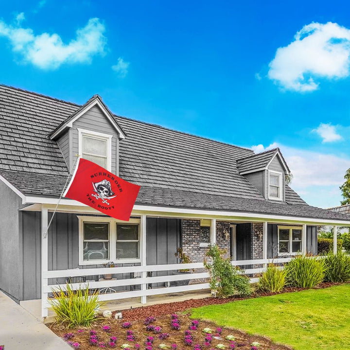 Surrender the Booty Red Pirate Flag 3x5ft Poly | Flags Importer | Jolly ...