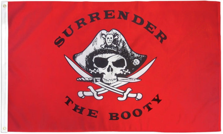 Surrender the Booty Red Pirate Flag 3x5ft Poly | Flags Importer | Jolly ...