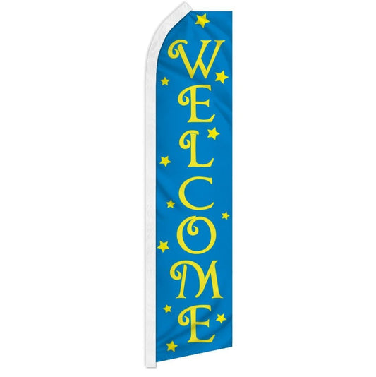 Welcome Stars Blue Super Flag | Flags Importer | 11.5ft x 2.5ft ...