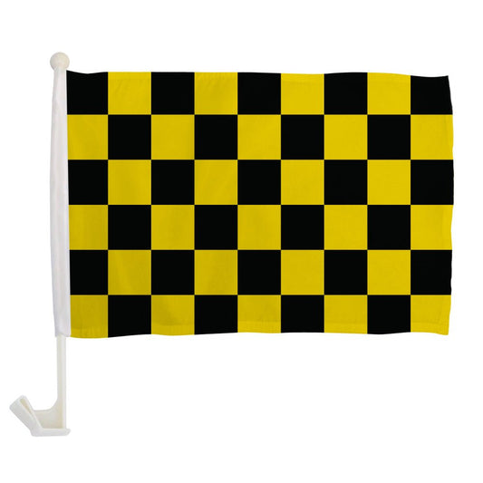 Yellow & Black Checkered Single-Sided Car Flag | Flags Importer ...