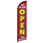Yes! We Are Open Windless Banner Flag | Flags Importer | 11.5ft x 2.5ft ...